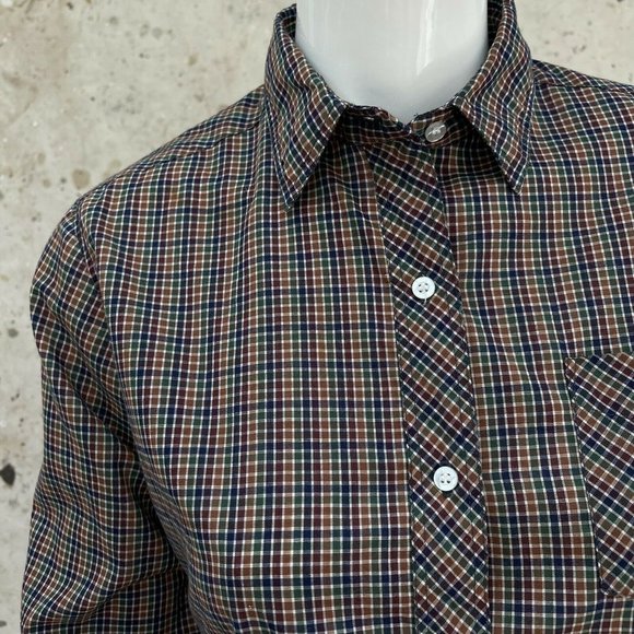 Tops | Vintage 7s80s Earth Tones Plaid Buttoned Shirt | Poshmark